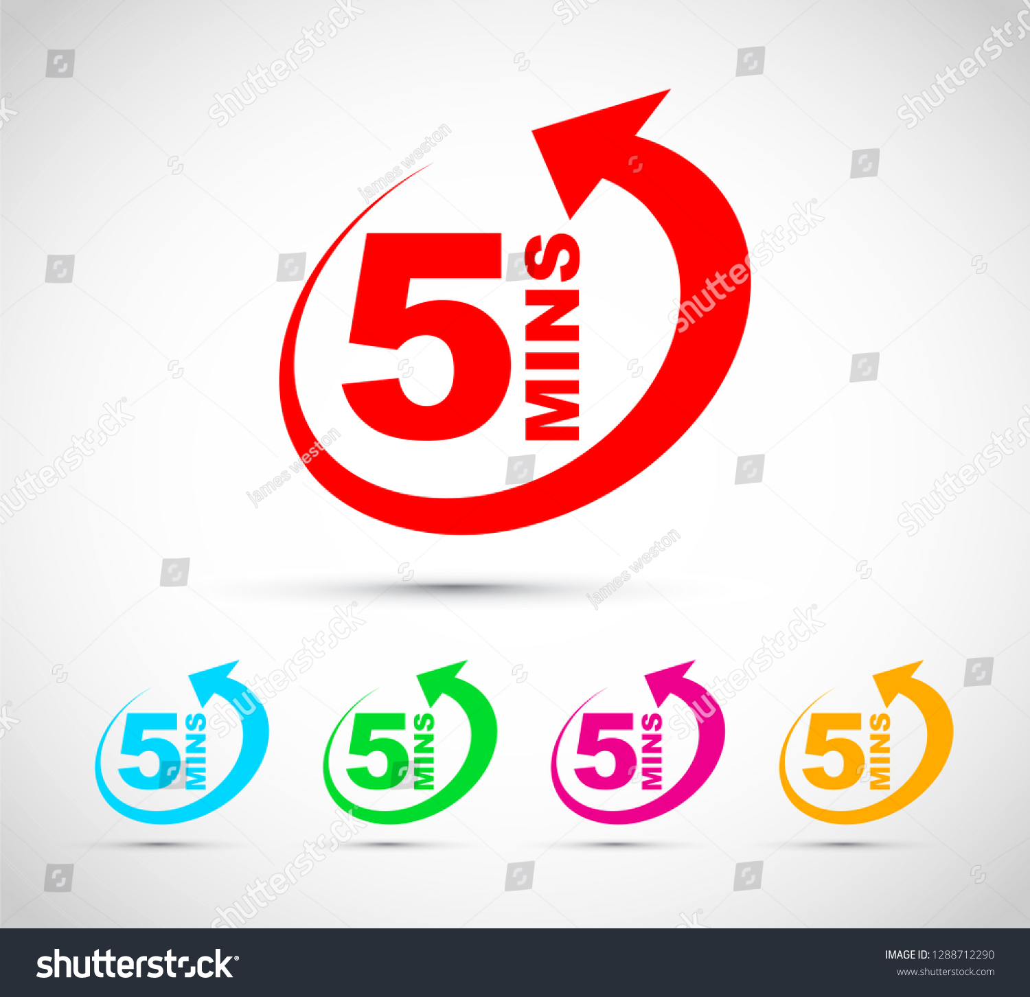 Five Minutes Icon Set Stock Vector (Royalty Free) 1288712290 | Shutterstock