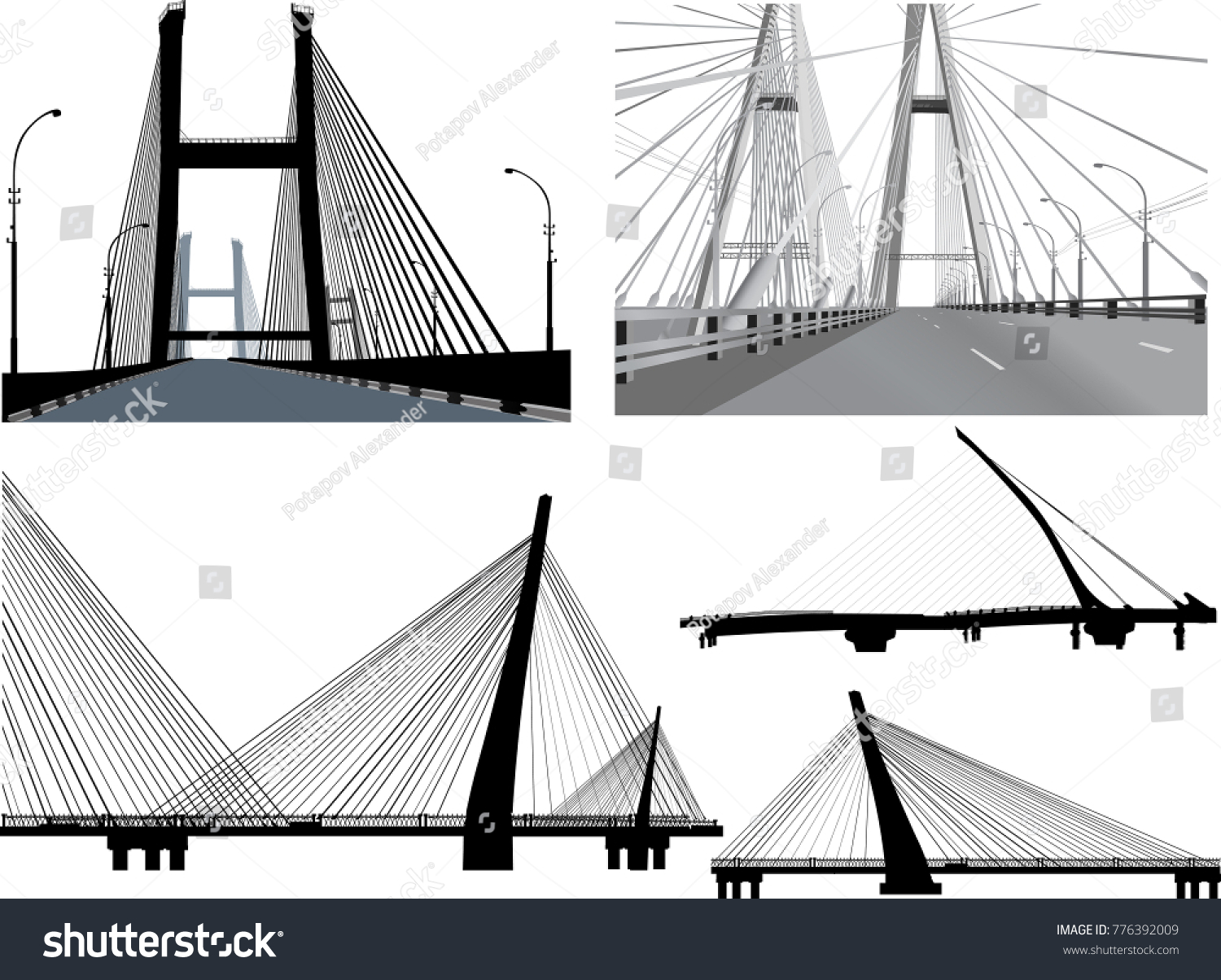 Five Modern Bridges Collection Stock Vector (Royalty Free) 776392009