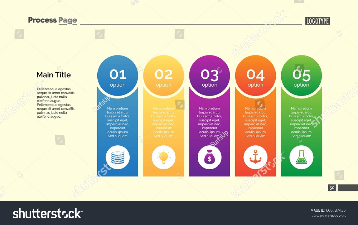 Five Options Diagram Slide Template Stock Vector (Royalty Free ...
