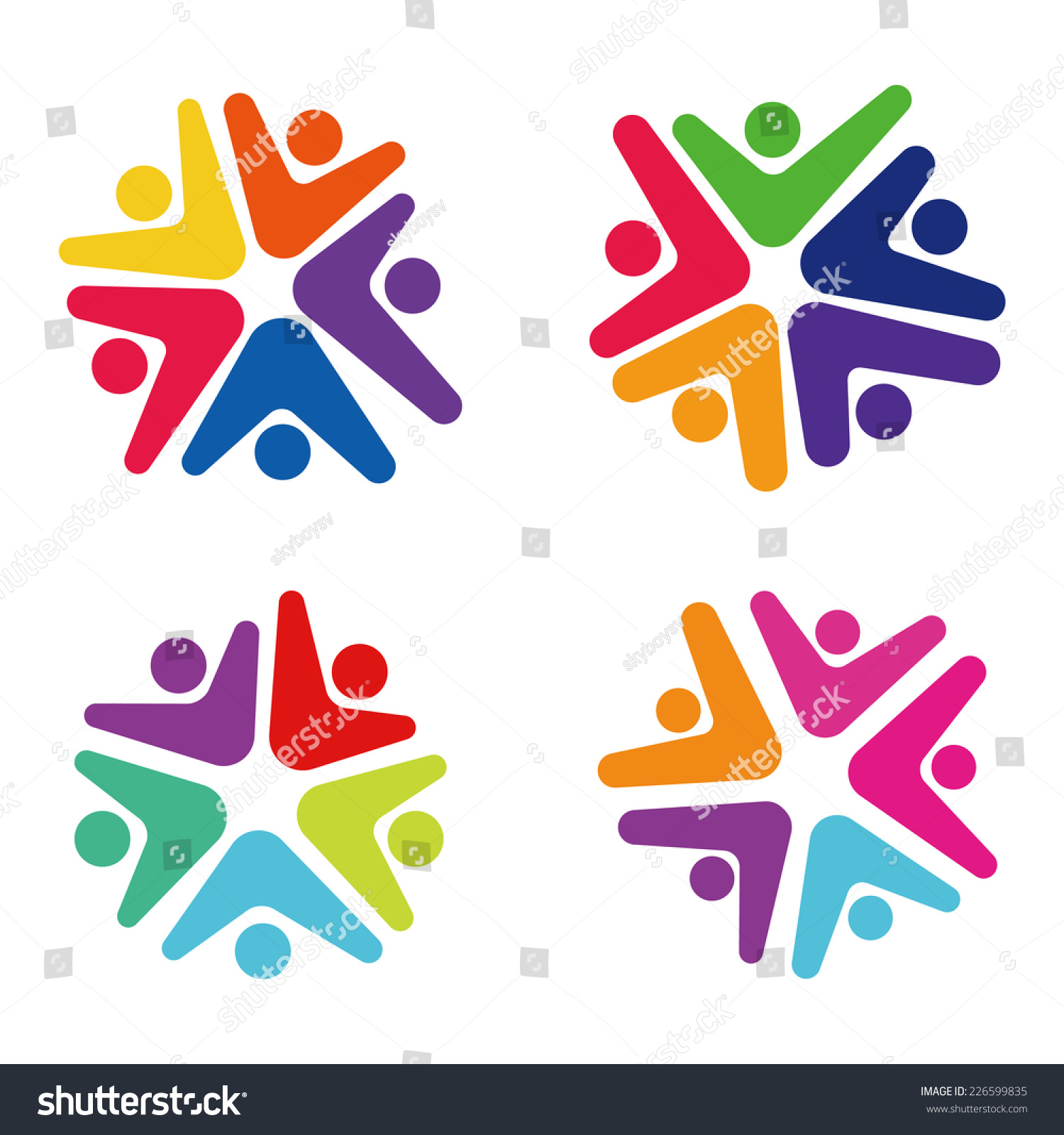 Elemento logo de cinco personas. Plantilla: vector de stock (libre de ...