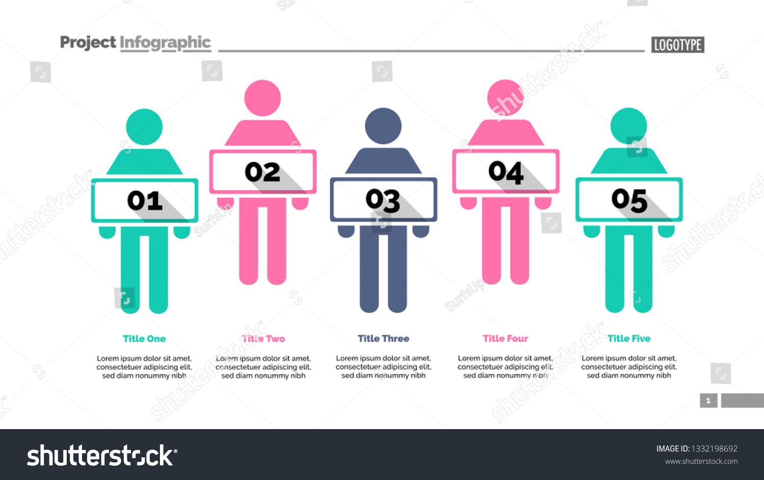Five People Process Chart Slide Template Stock Vector (Royalty Free ...