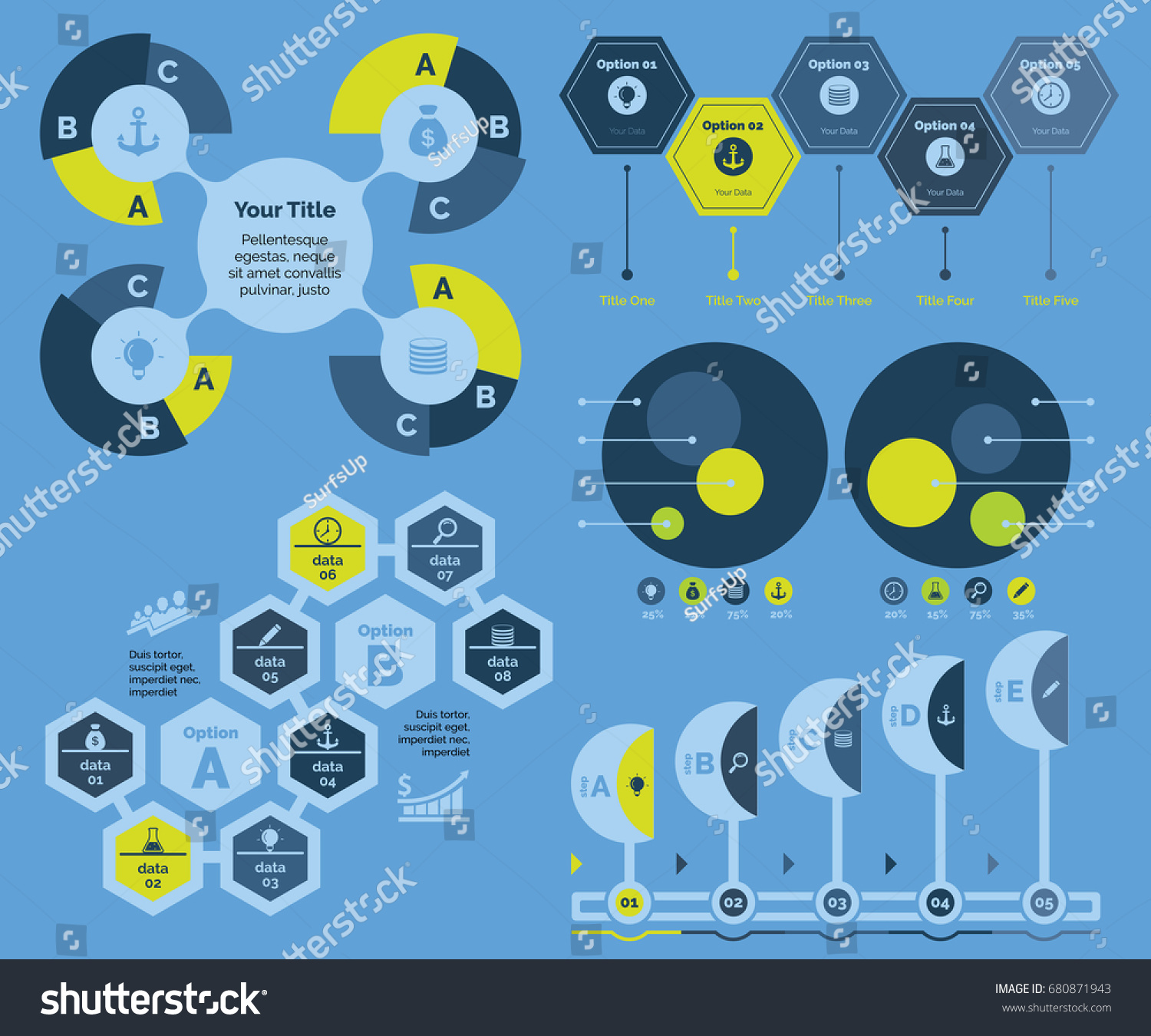 Five Planning Diagrams Templates Set Stock Vector (Royalty Free ...