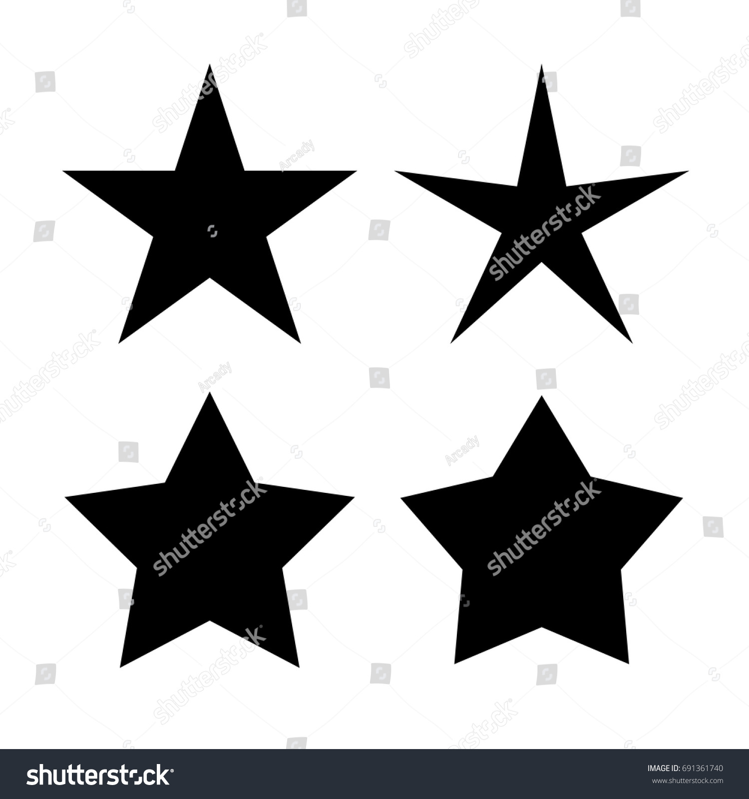 Five Pointed Star Icons Set Stock Vector (Royalty Free) 691361740