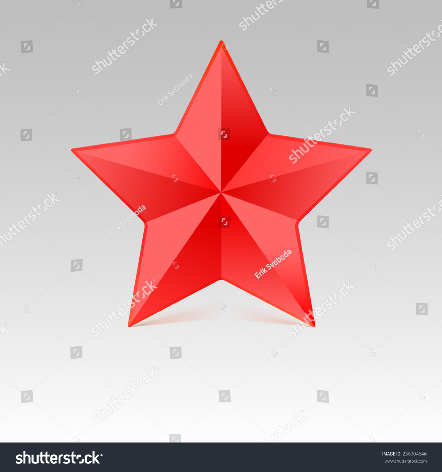 Five Pointed Star Shadow Red Color Stock Vector (Royalty Free ...