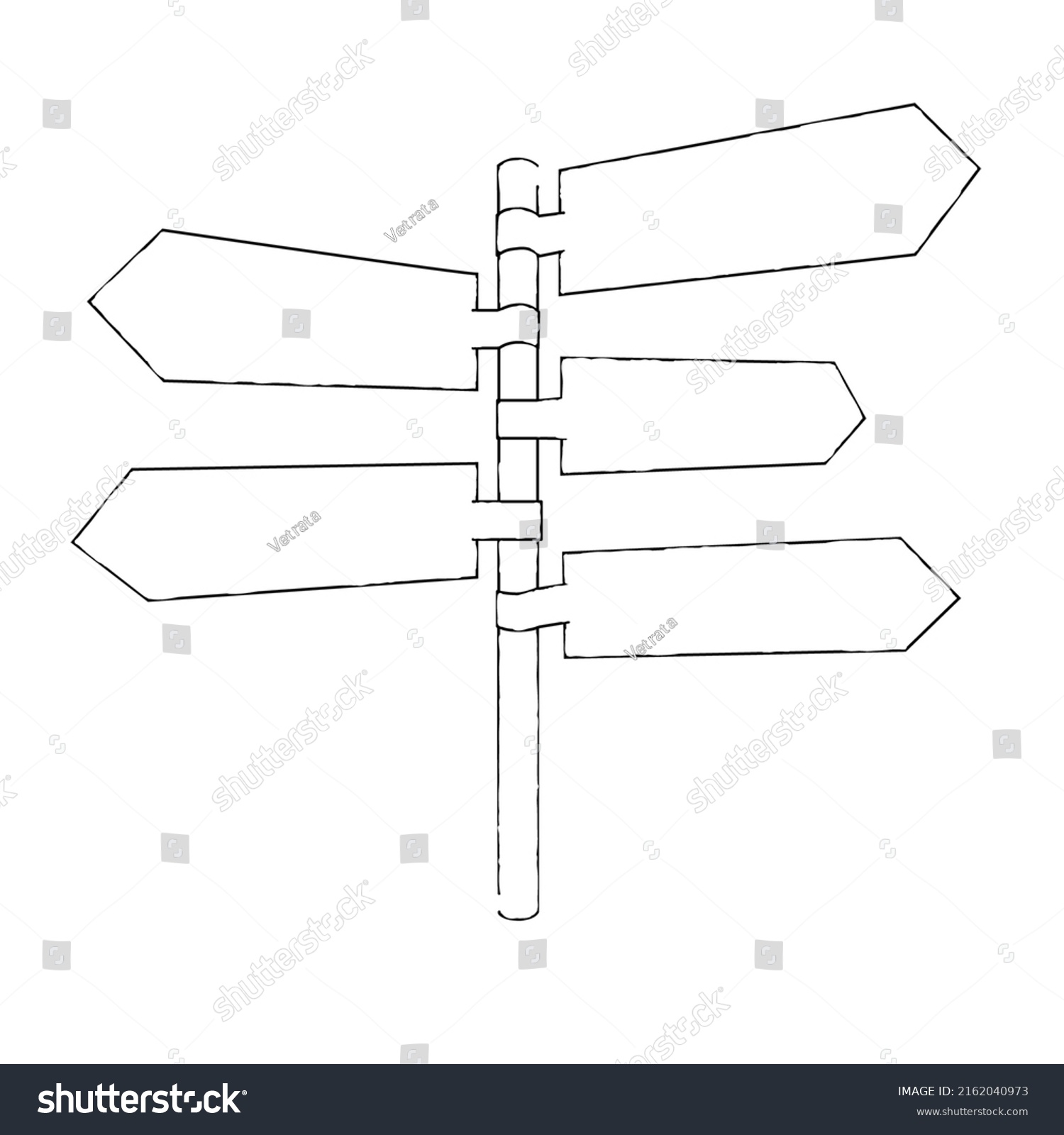 Five Pointer Direction Hand Drawn Sketch Stock Vector (Royalty Free ...