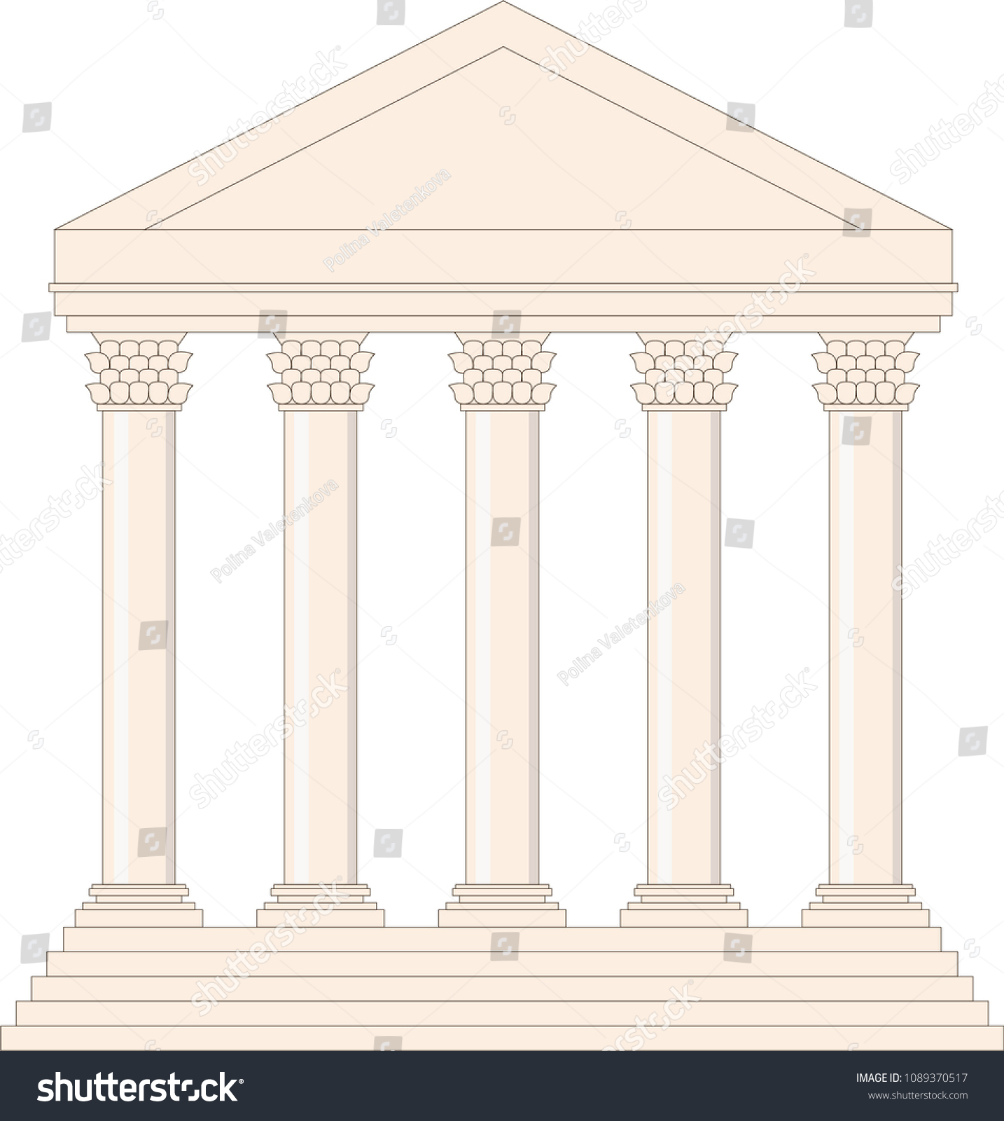 Vektor Stok Five Roman Columns On White Background (Tanpa Royalti ...
