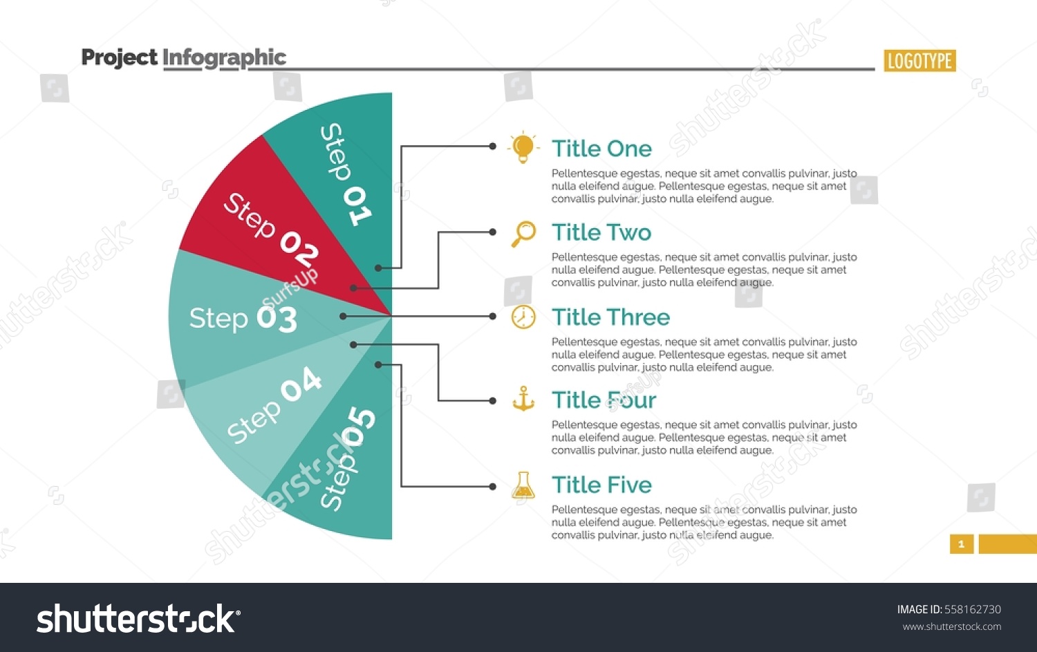 Five Sectors Diagram Slide Template Stock Vector (Royalty Free ...