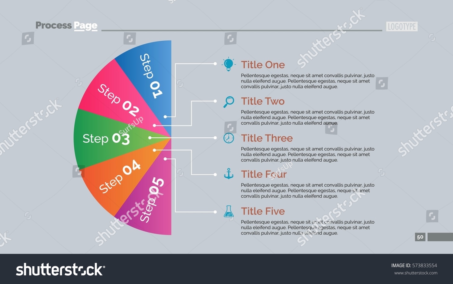 Five Sectors Diagram Slide Template Stock Vector (Royalty Free ...