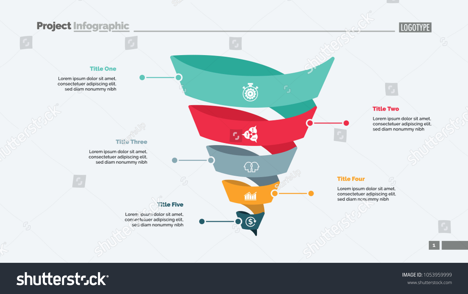 Five Spiral Turns Process Chart Slide 库存矢量图（免版税）1053959999 | Shutterstock