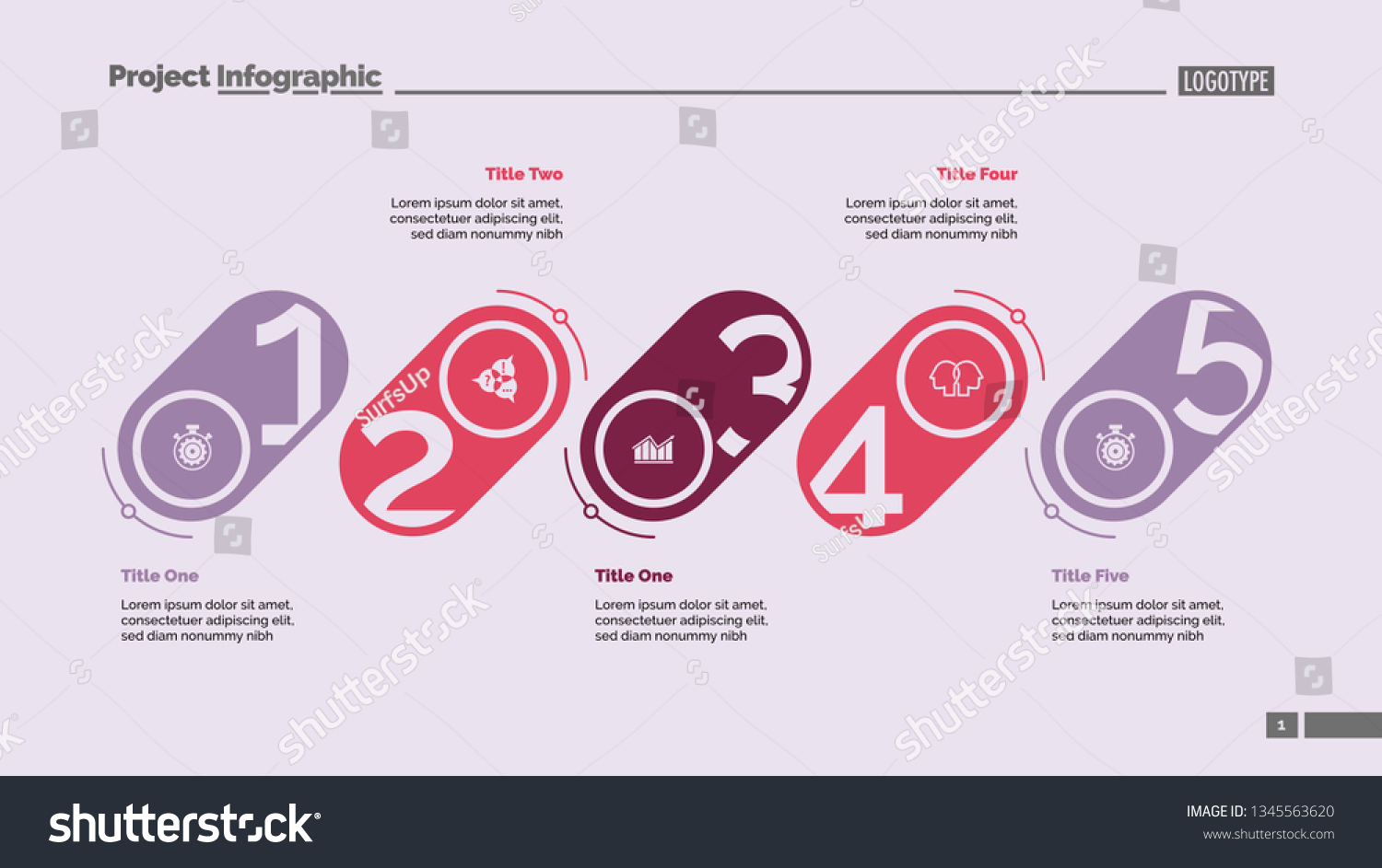 Five Stages Process Chart Slide Template Stock Vector (Royalty Free ...