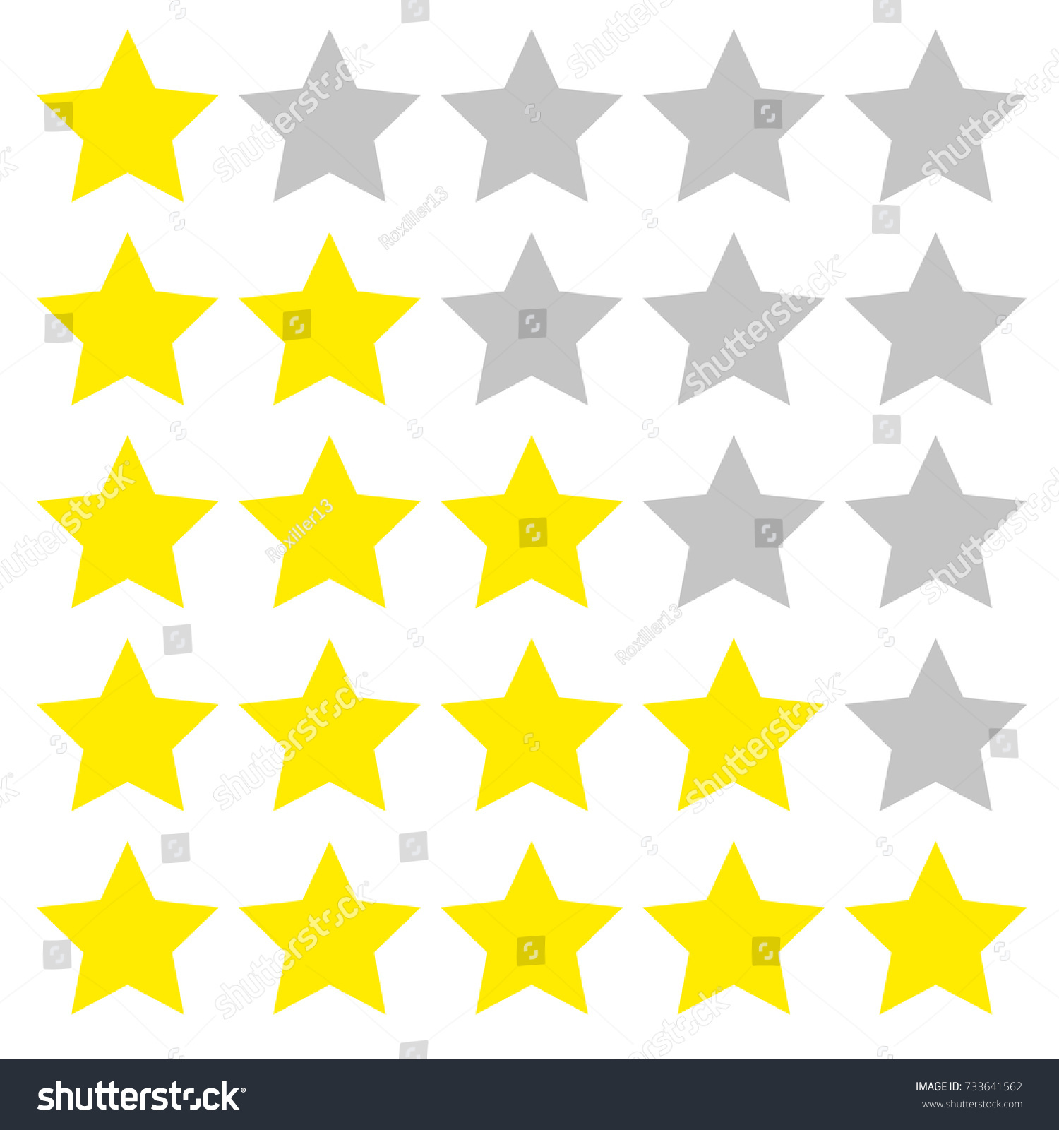 Five Star Rating Different Ranks Stock Vector (Royalty Free) 733641562