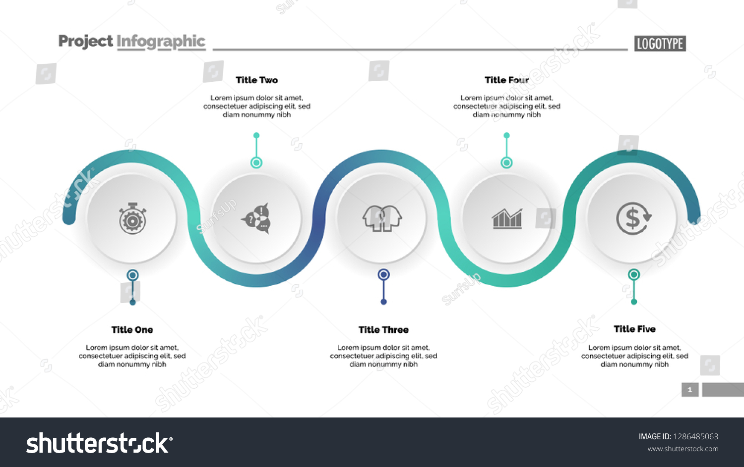 Five Step Process Chart Slide Template Stock Vector (Royalty Free ...