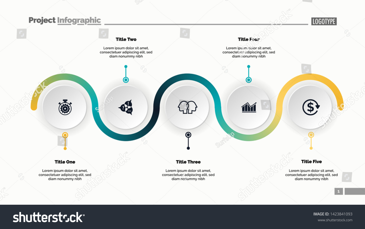 Five Step Process Chart Slide Template Stock Vector (Royalty Free ...