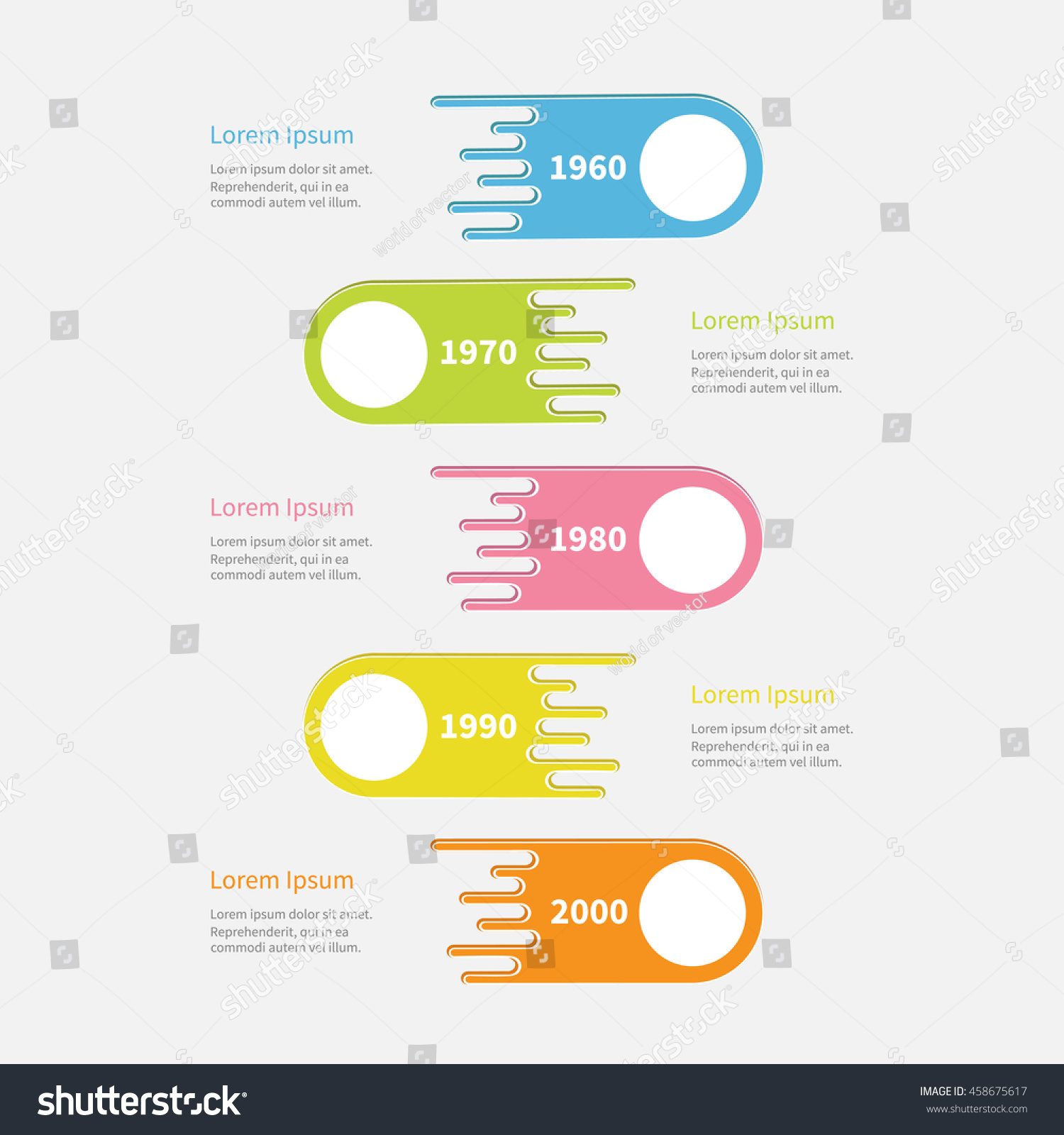 Five Step Timeline Infographic Vertical Colorful: vector de stock ...