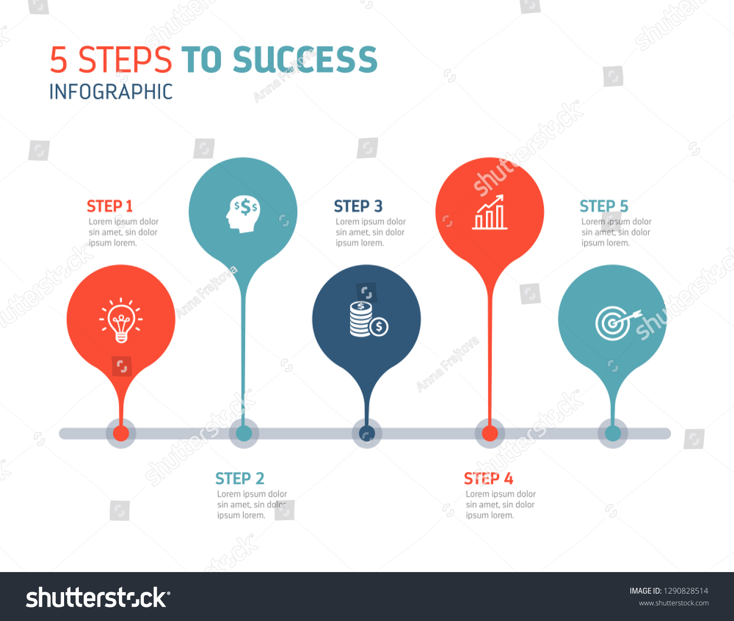 Five Steps Infographics Can Illustrate Strategy Stock Vector (Royalty ...