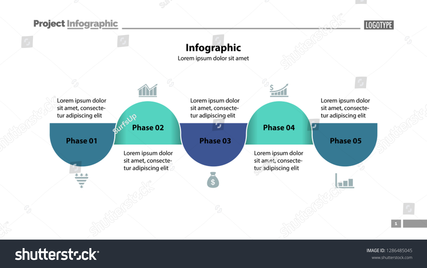 Five Steps Process Chart Slide Template Stock Vector (Royalty Free ...