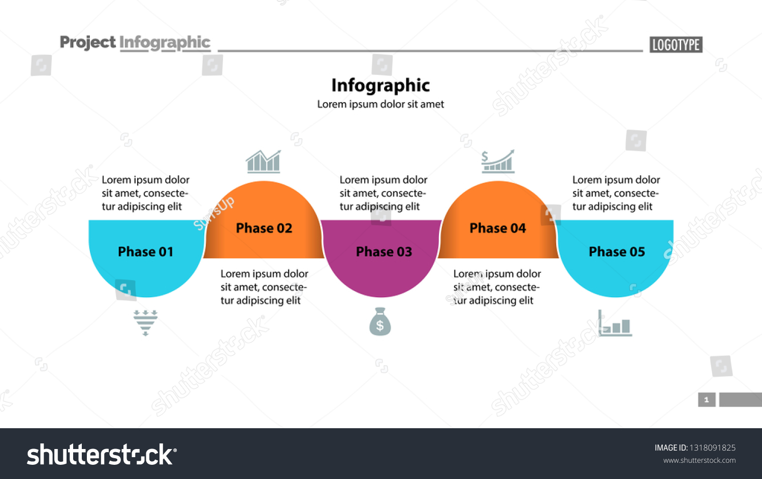Vektor Stok Five Steps Process Chart Slide Template (Tanpa Royalti ... Vektor Stok Five Steps Process Chart Slide Template (Tanpa Royalti ...