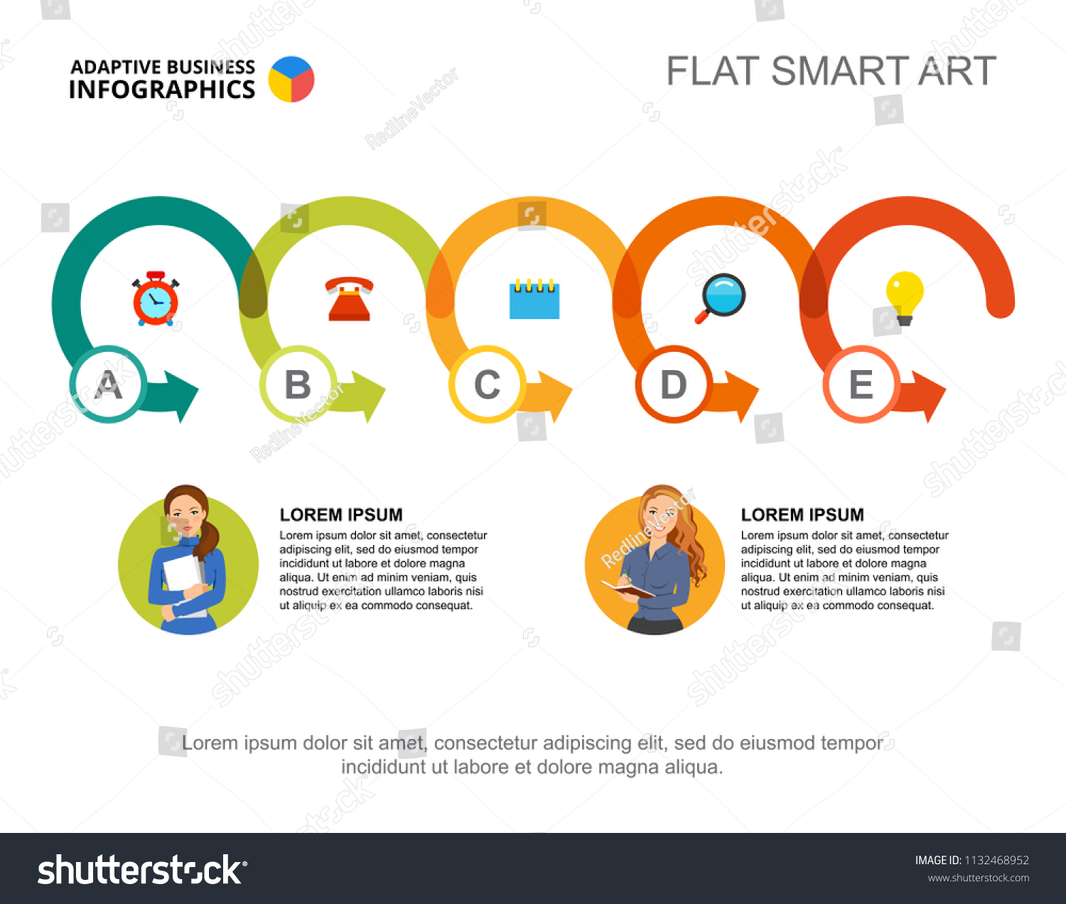Five Steps Process Chart Template Presentation Stock Vector (Royalty ...