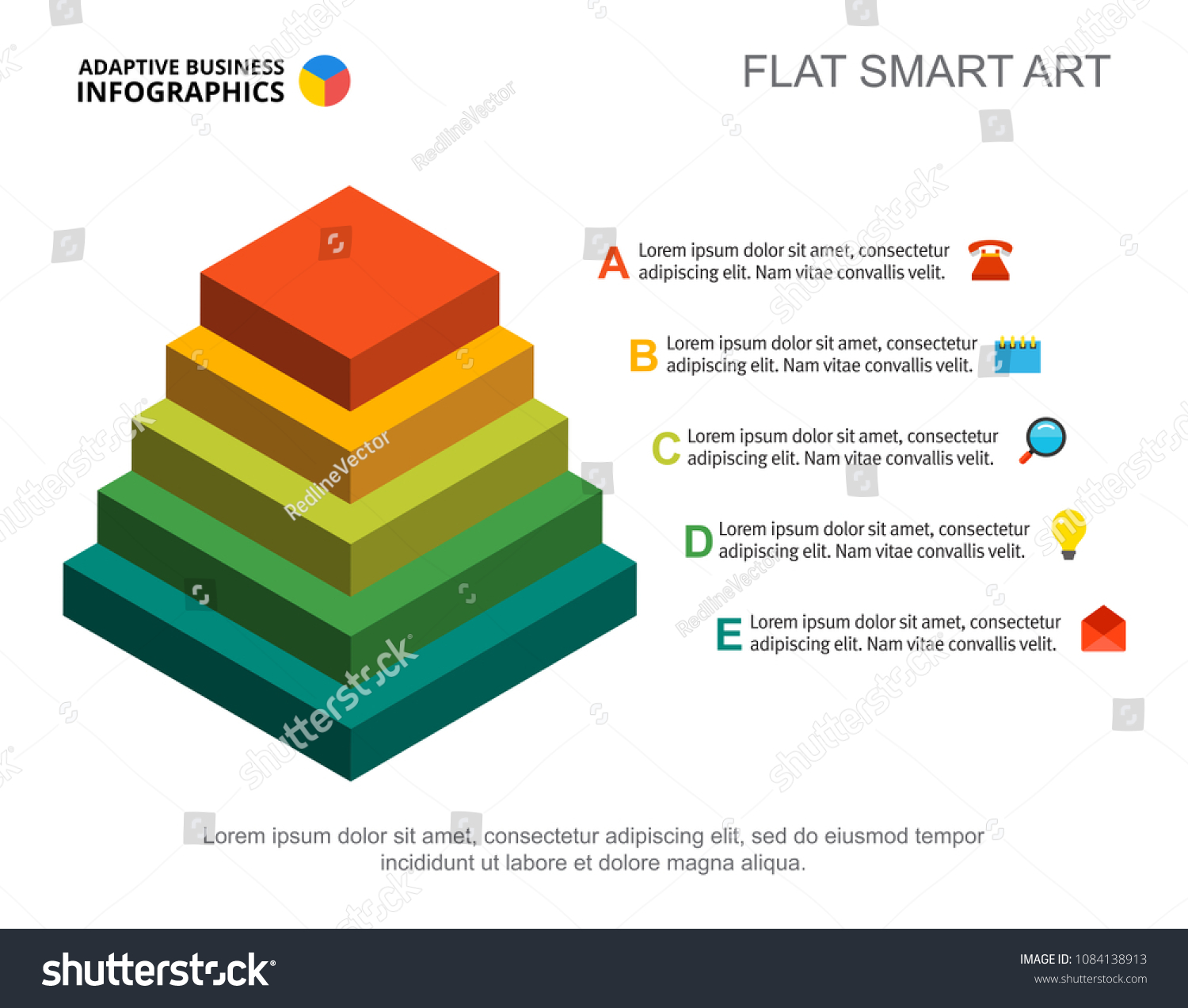 「Five Steps Pyramid Process Chart Template」のベクター画像素材（ロイヤリティフリー ...