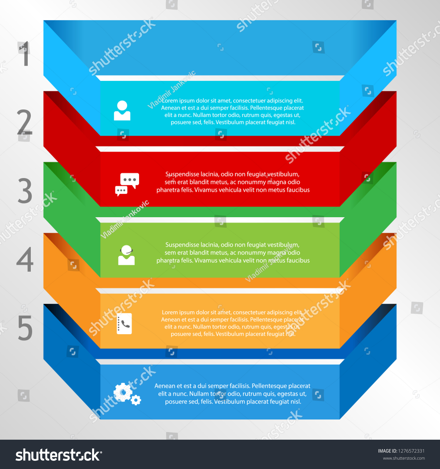 Five Vector Fold Paper Rectangles Infographic Stock Vector (Royalty ...