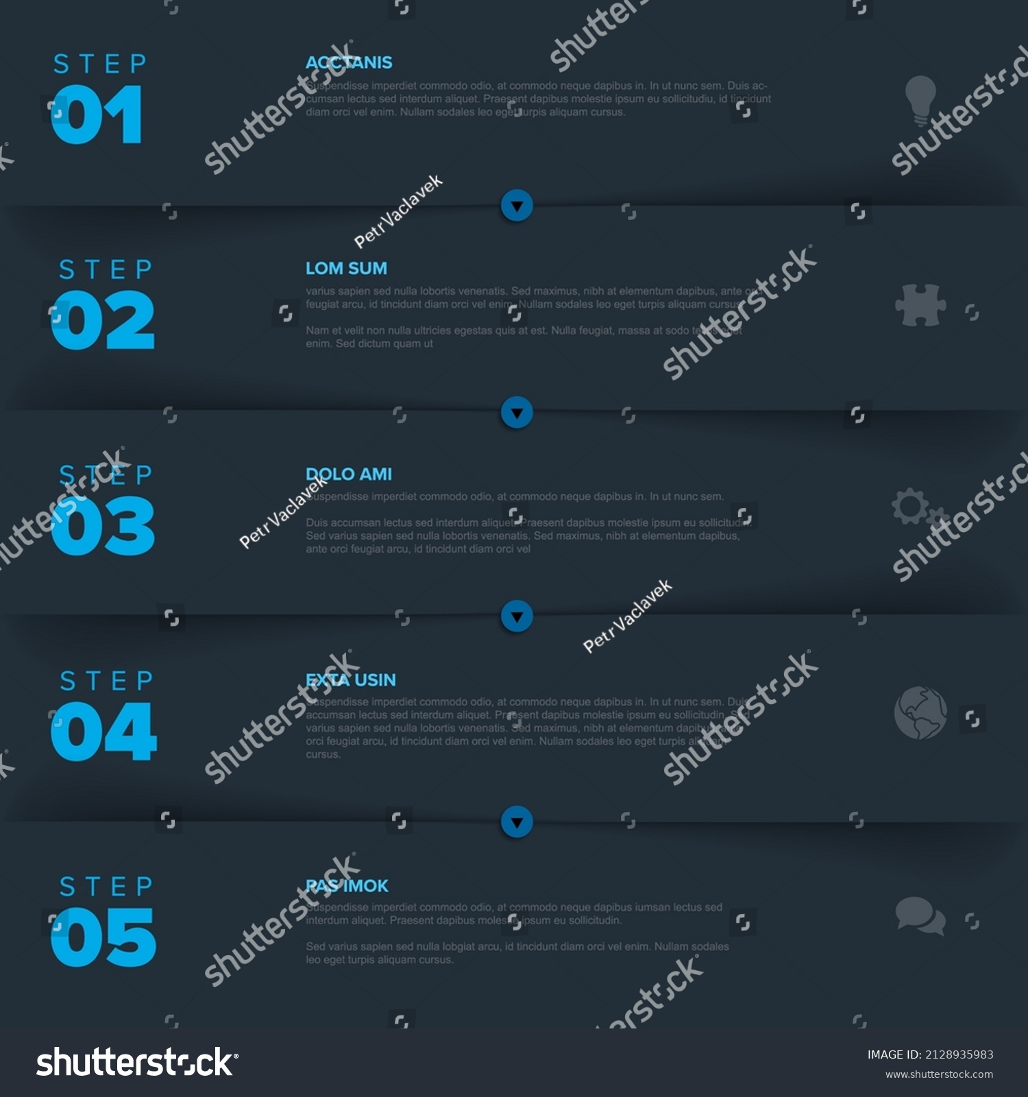 Five Vector Progress Block Steps Template Stock Vector (Royalty Free ...