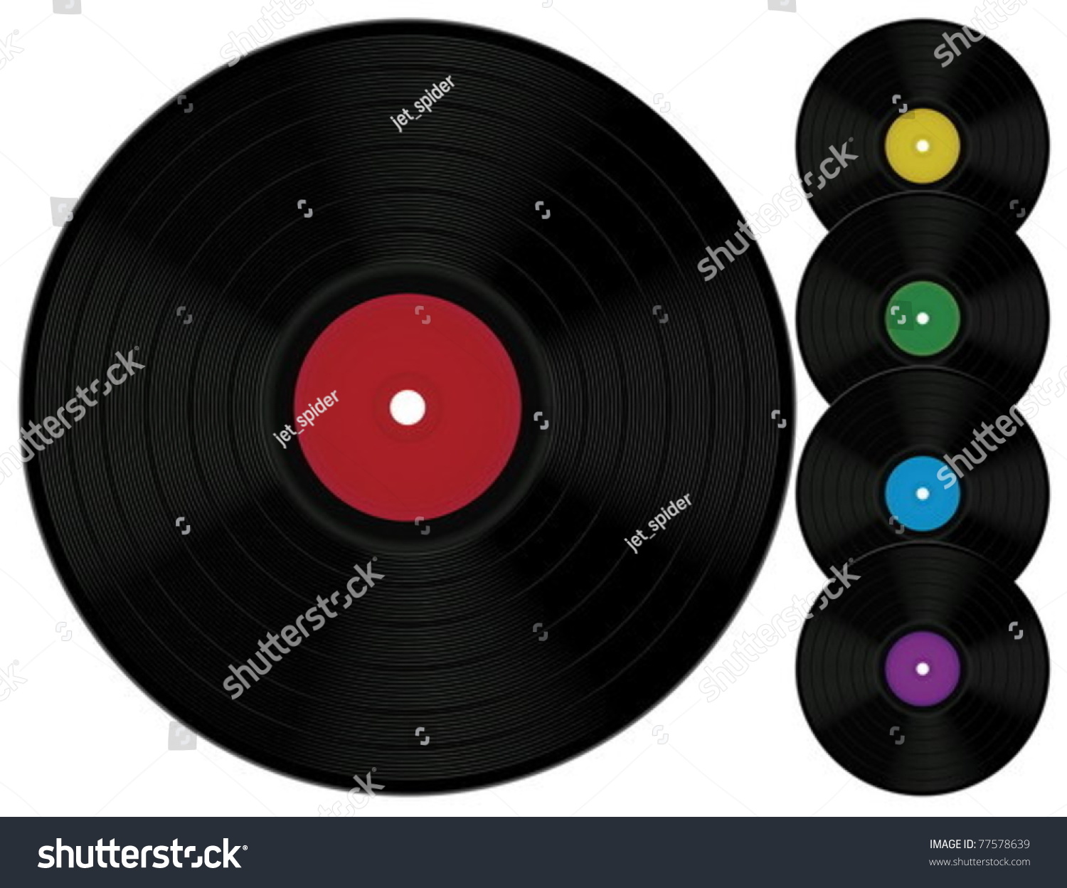 Five Vinyl Records Different Labels Stock Vector (Royalty Free ...