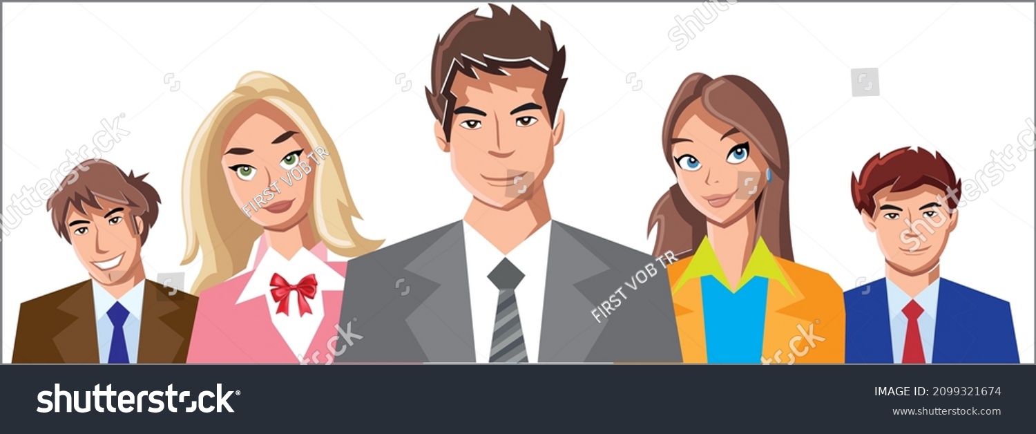 Five Young Friends Suitable Cartoons Stock Vector (Royalty Free ...