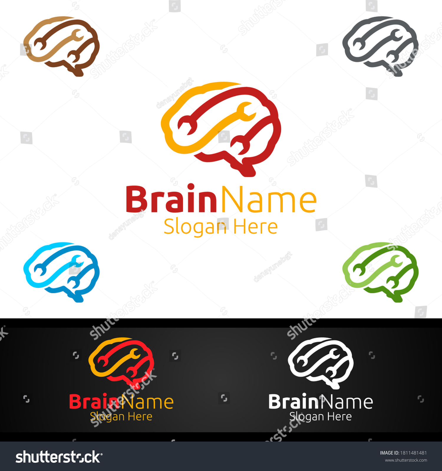 Fix Brain Logo Think Idea Concept Stock Vector (Royalty Free) 1811481481