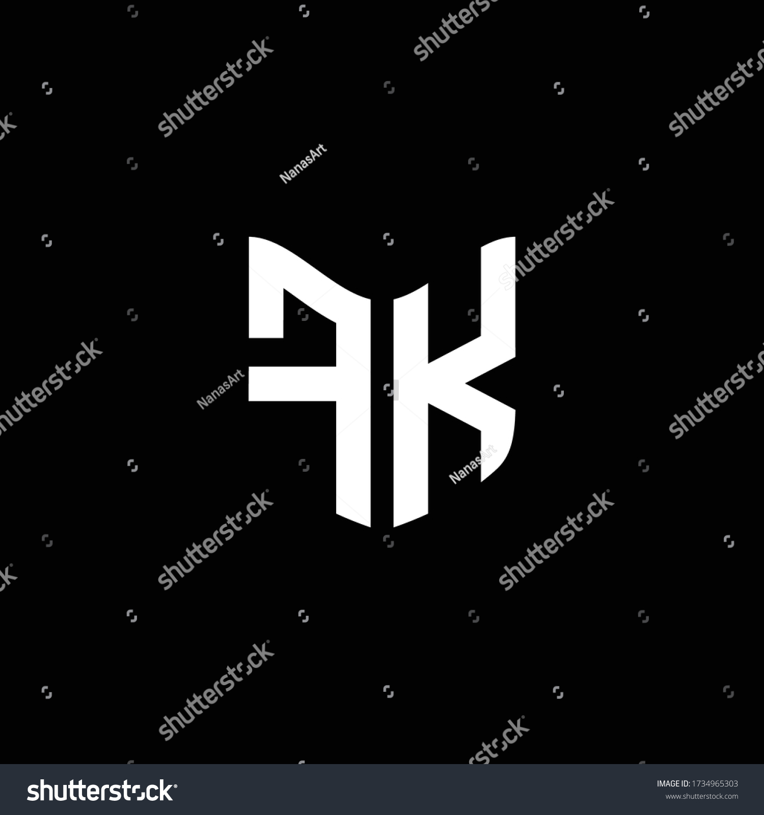 Fk Logo Monogram Shield Shape Design Stock Vector (Royalty Free ...