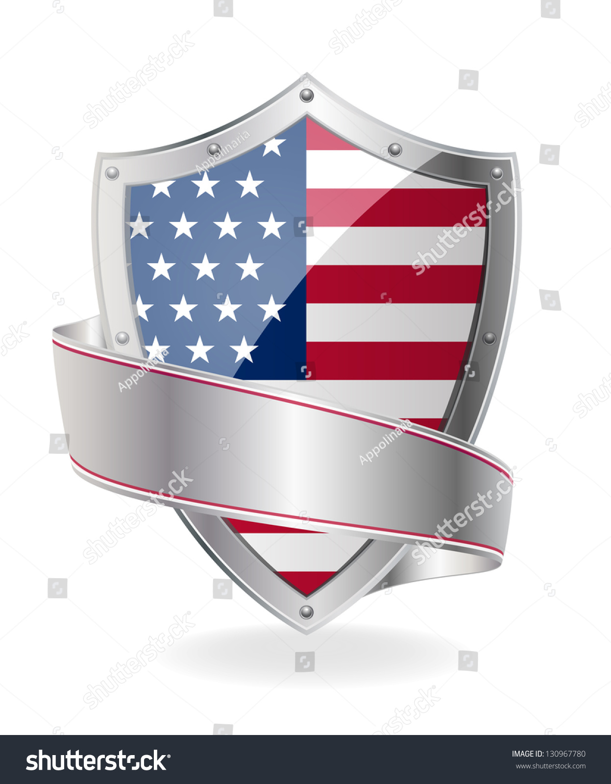 Flag On Shield Stock Vector 130967780 - Shutterstock