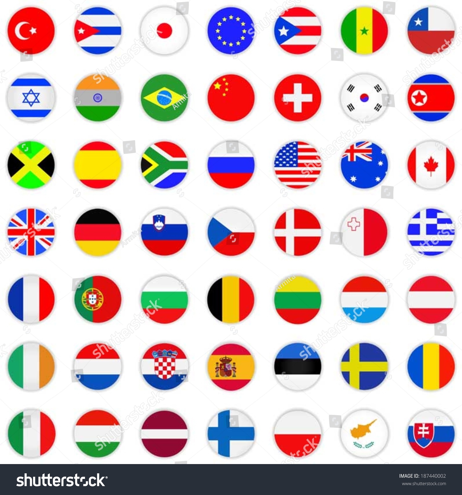 Flags Icon Set Stock Vector (Royalty Free) 187440002 | Shutterstock