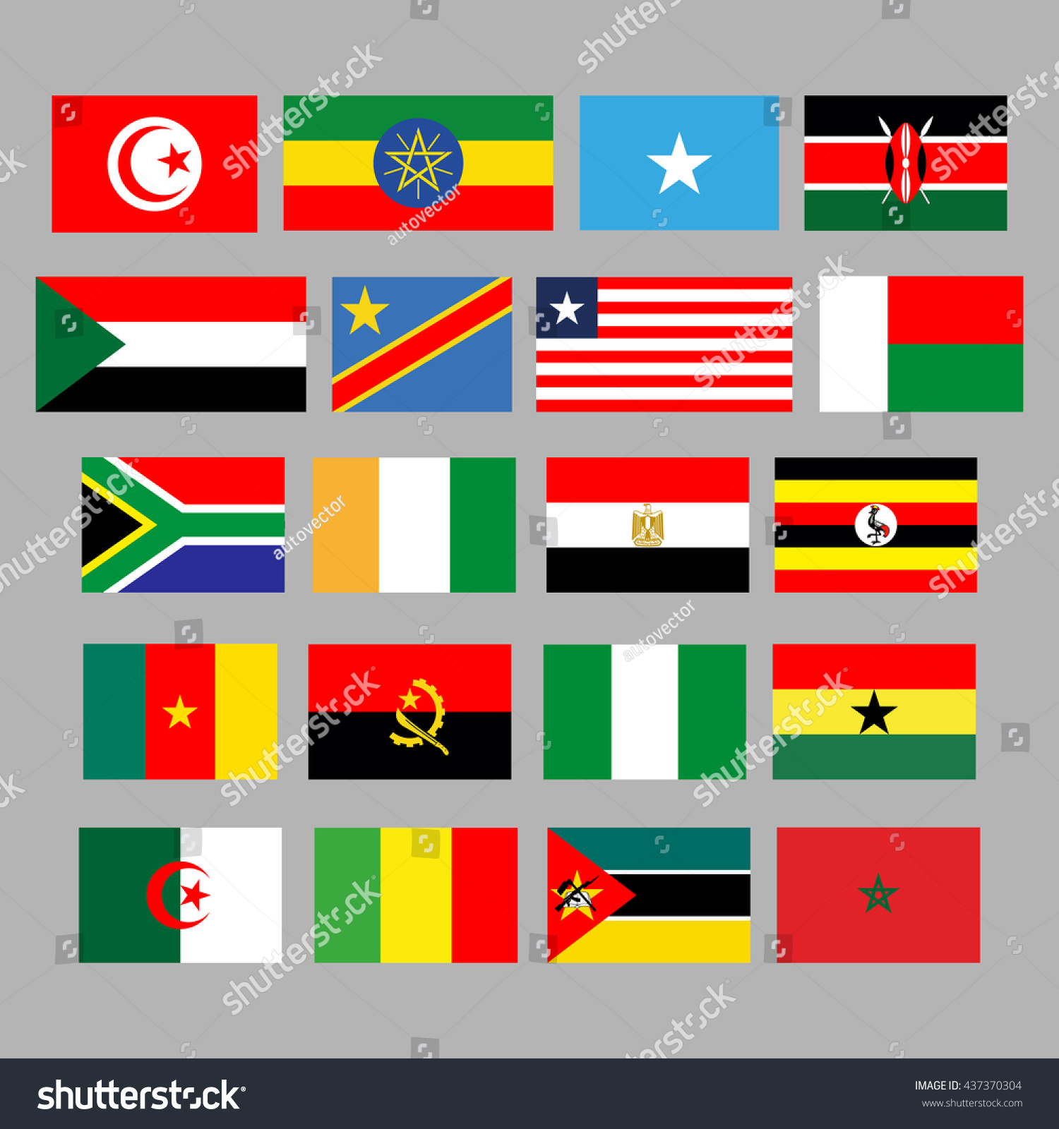 Flags African Countries 20 Correct Flags Stock Vector (Royalty Free ...