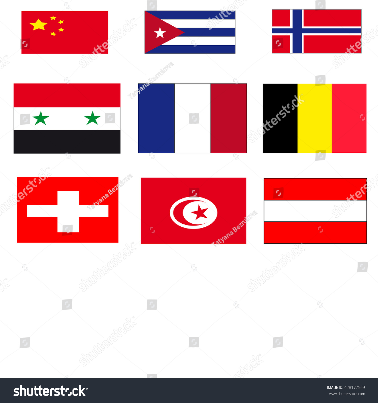 Flags Countries White Background Stock Vector (Royalty Free) 428177569 ...