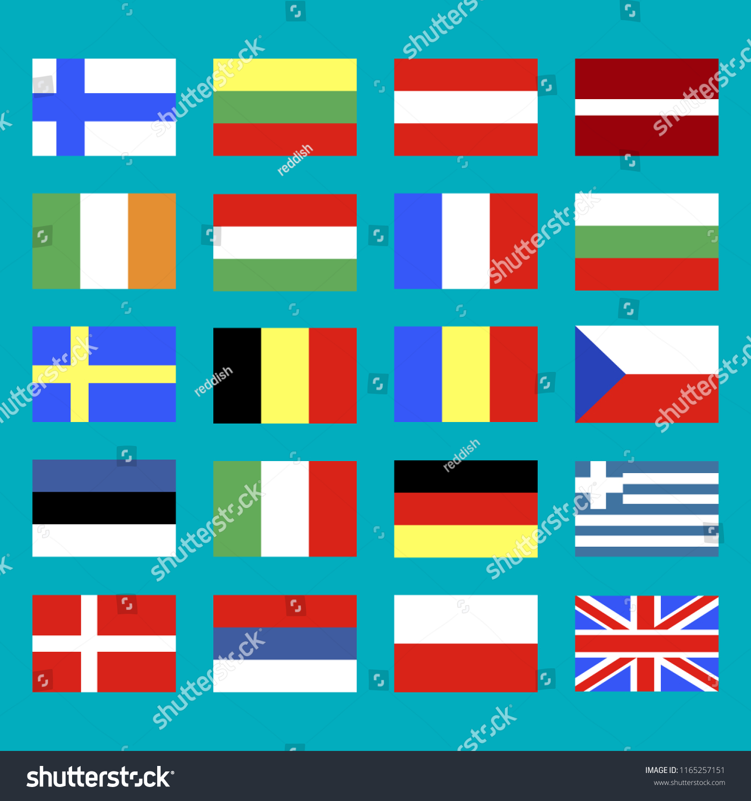Flags Different Countries Vector Illustration 库存矢量图（免版税）1165257151 ...