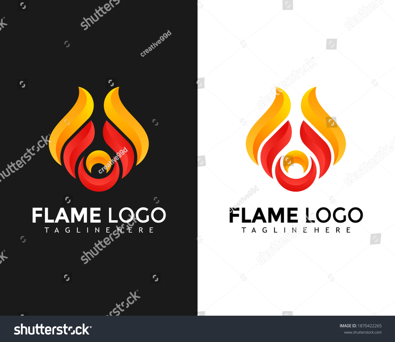 Flame Fire Modern Creative Logo Design Stock Vector (Royalty Free ...