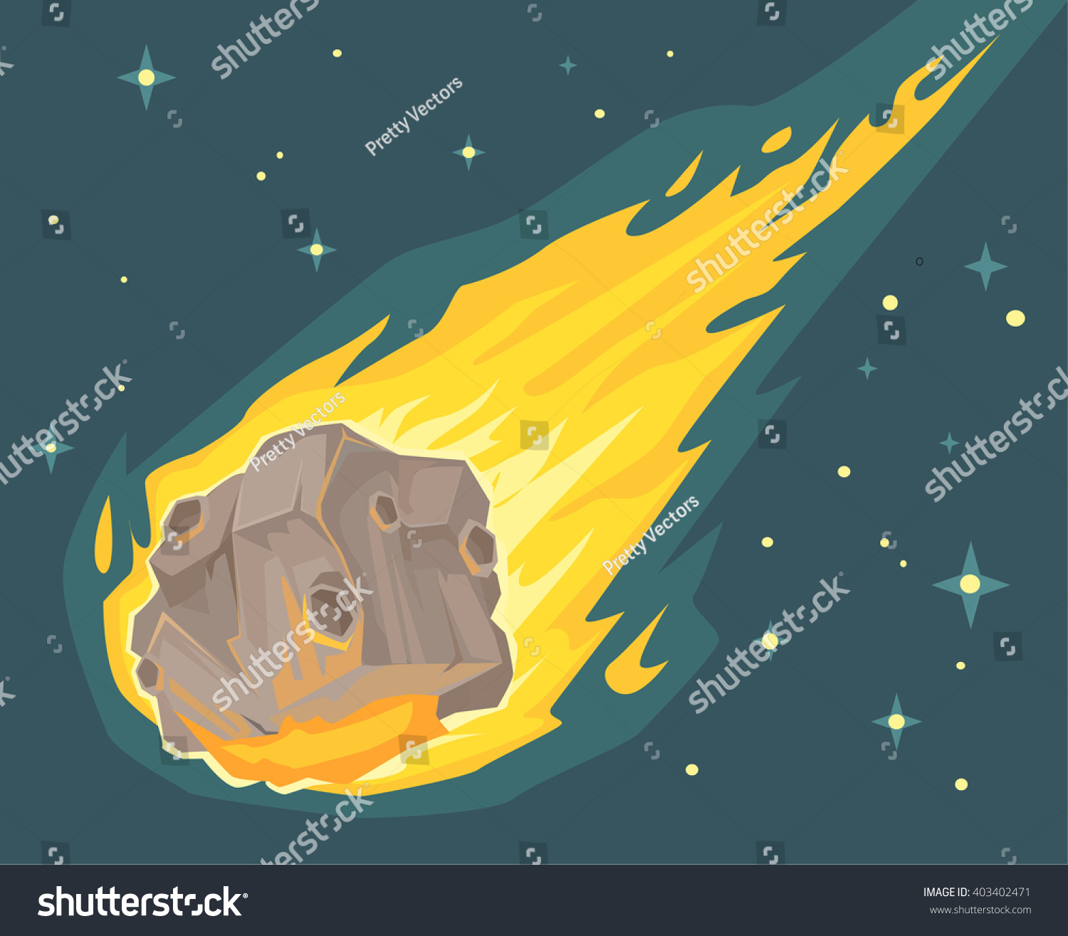 Flame Meteorite Vector Flat Cartoon Illustration Stock Vector 403402471 ...