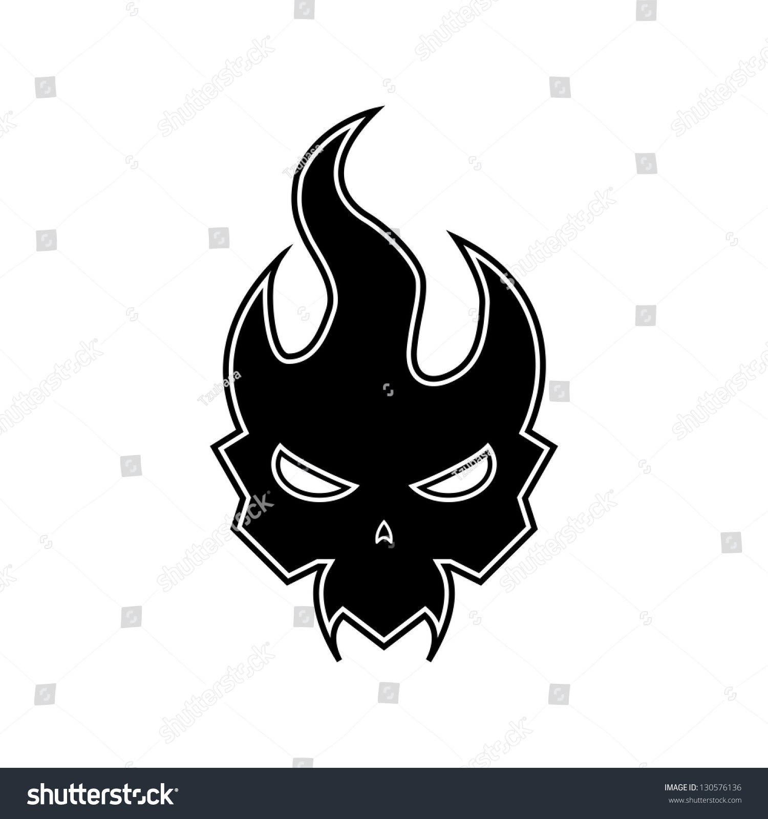 Flame Skull Black White Stock Vector (Royalty Free) 130576136 ...
