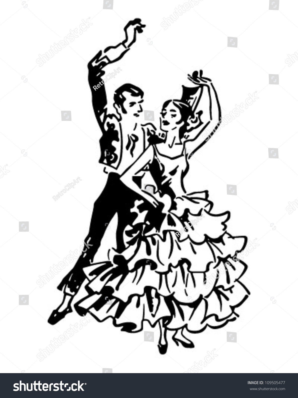 Flamenco Dancers 2 Retro Clipart Illustration Stock Vector (Royalty ... Flamenco Dancers 2 Retro Clipart Illustration Stock Vector (Royalty ...