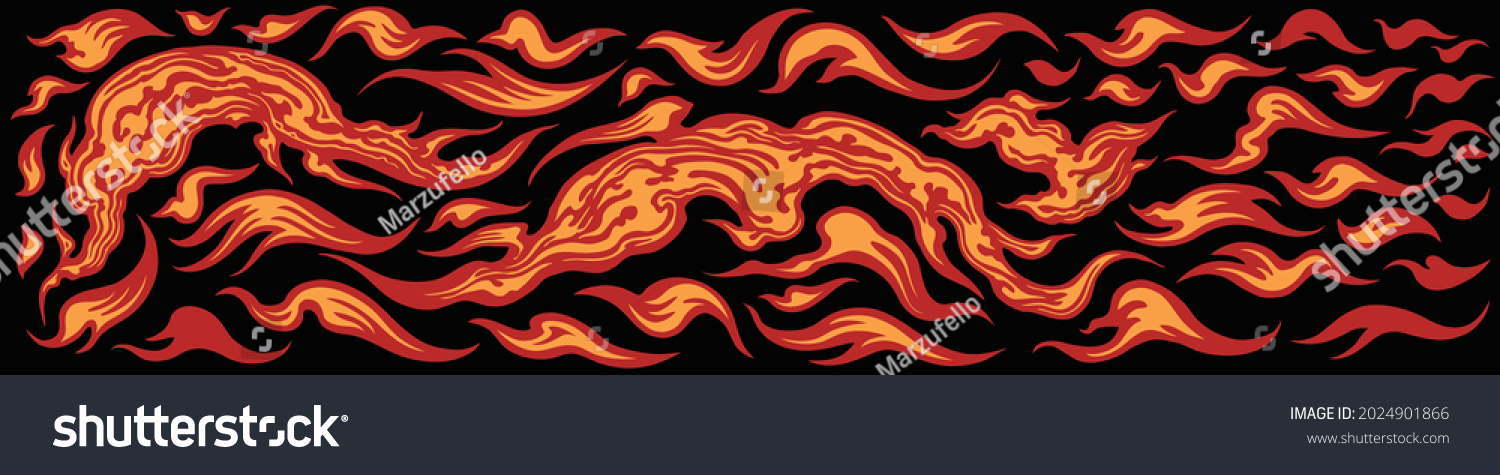 Flames Editable Hand Drawn Illustration Vector Stock Vector (Royalty ...