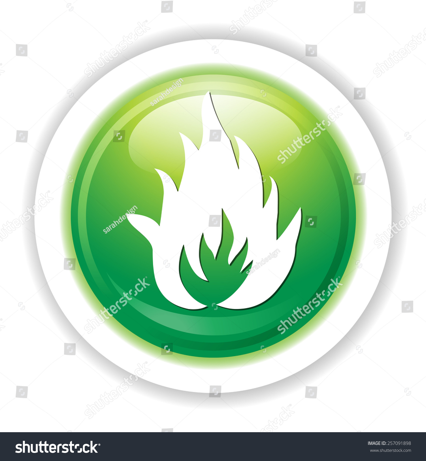 Flames Fire Button Stock Vector (Royalty Free) 257091898