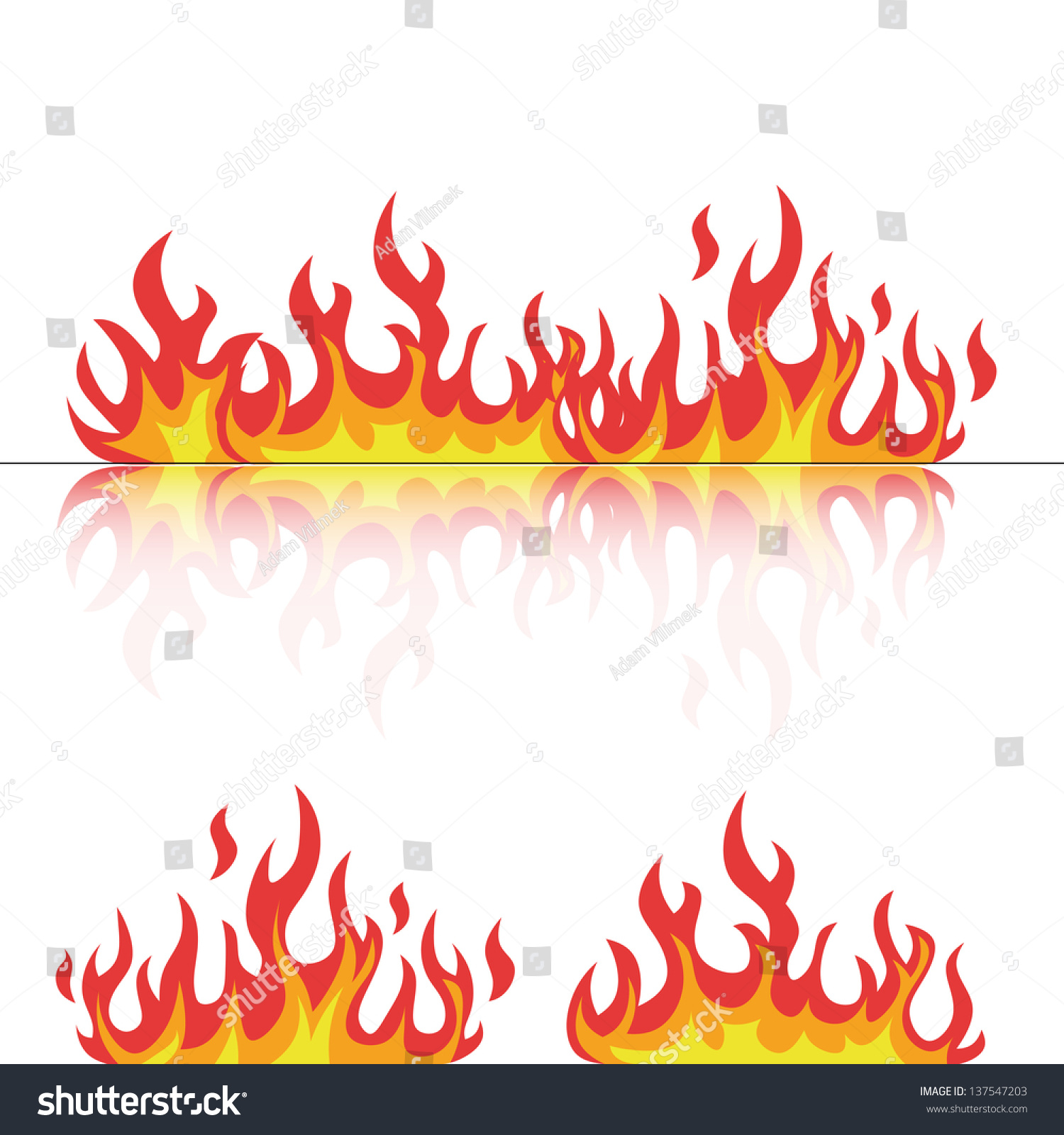 flamas fijadas con reflexión en ilustraciones: vector de stock (libre ...