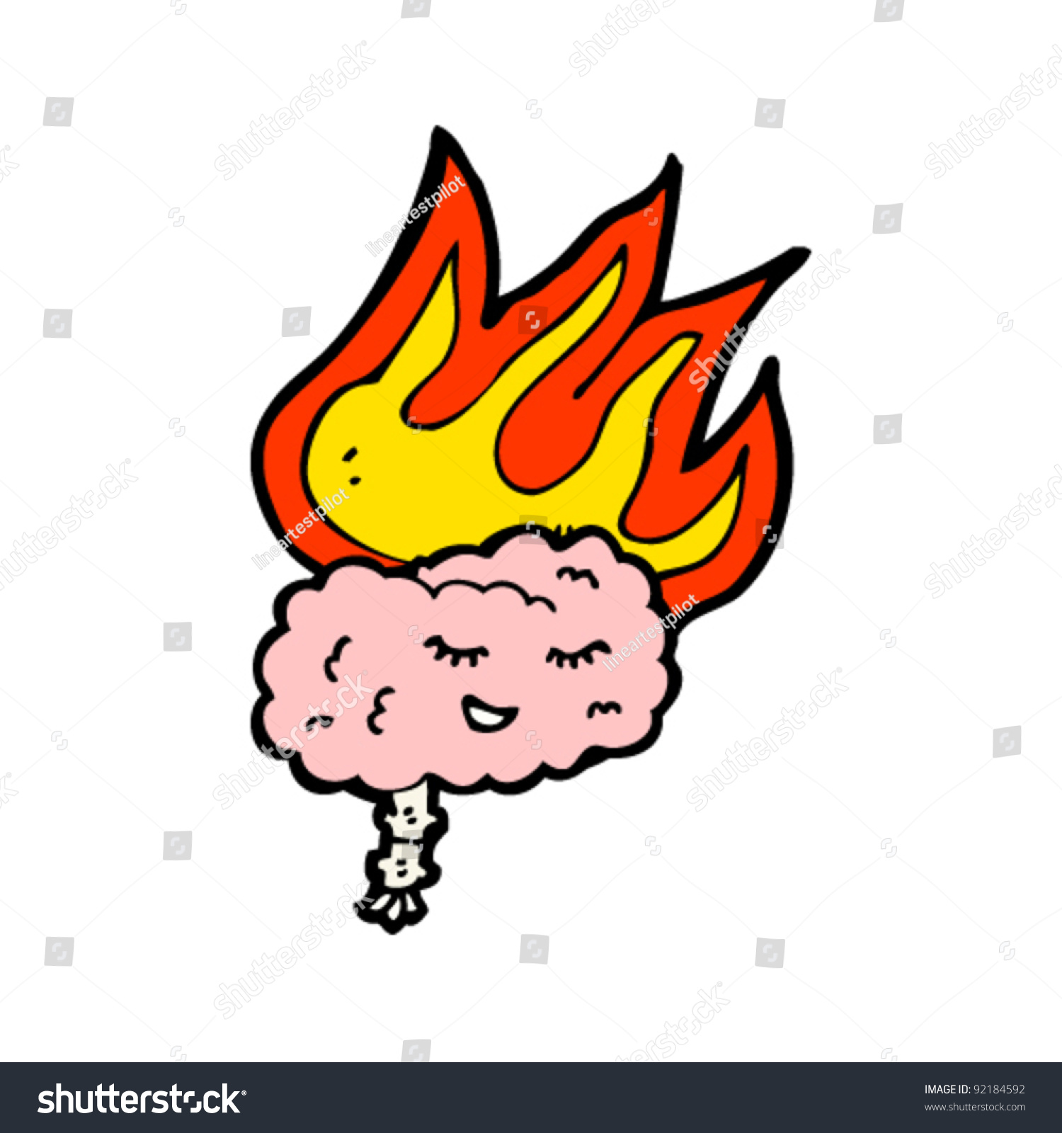Flaming Brain Cartoon Stock Vector (Royalty Free) 92184592