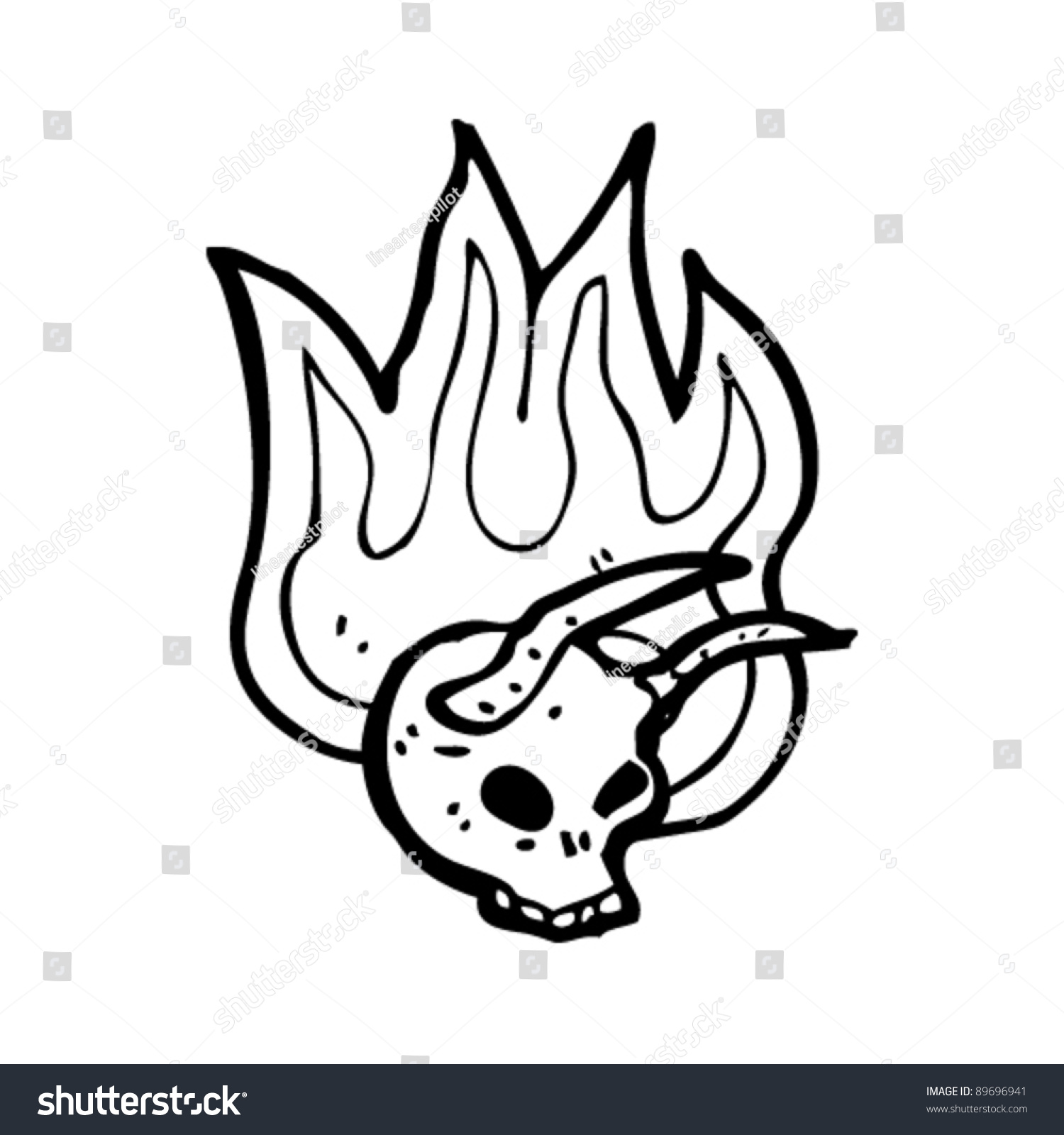 Flaming Devil Skull Cartoon Stock Vector (Royalty Free) 89696941
