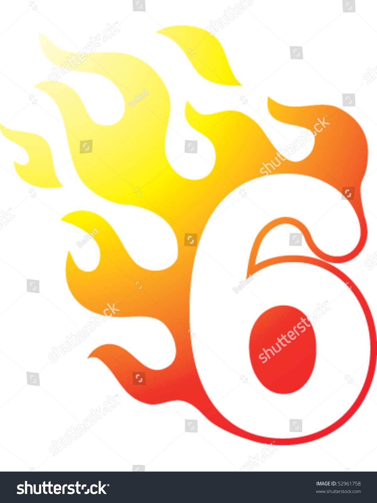 Flaming Number Six Stock Vector (Royalty Free) 52961758 | Shutterstock