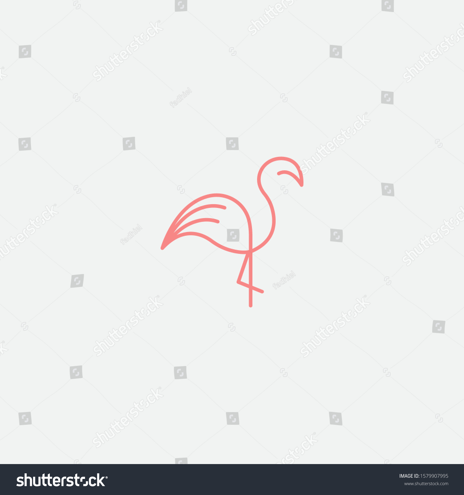 Flamingo Logo Simple Lines Template Vector Stock Vector (Royalty Free ...