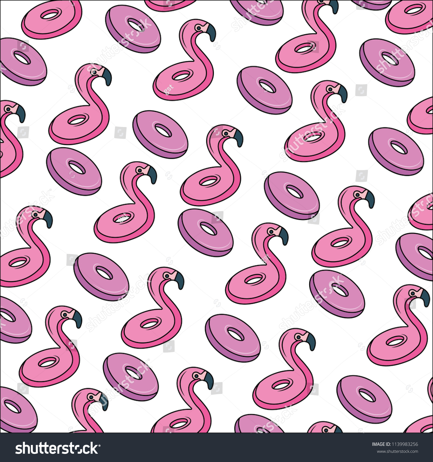 Flamingo Shaped Float Pattern Icon Stock Vector (Royalty Free ...