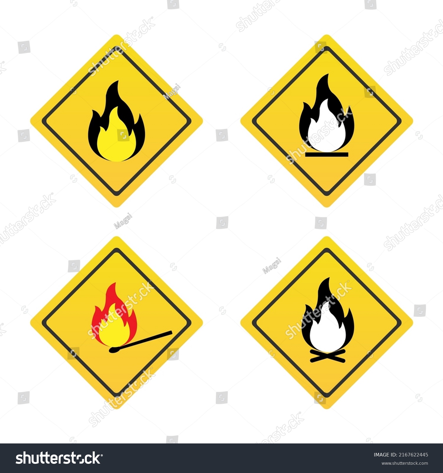 Flammable Inflammable Substances Fire Signs Vector Stock Vector ...