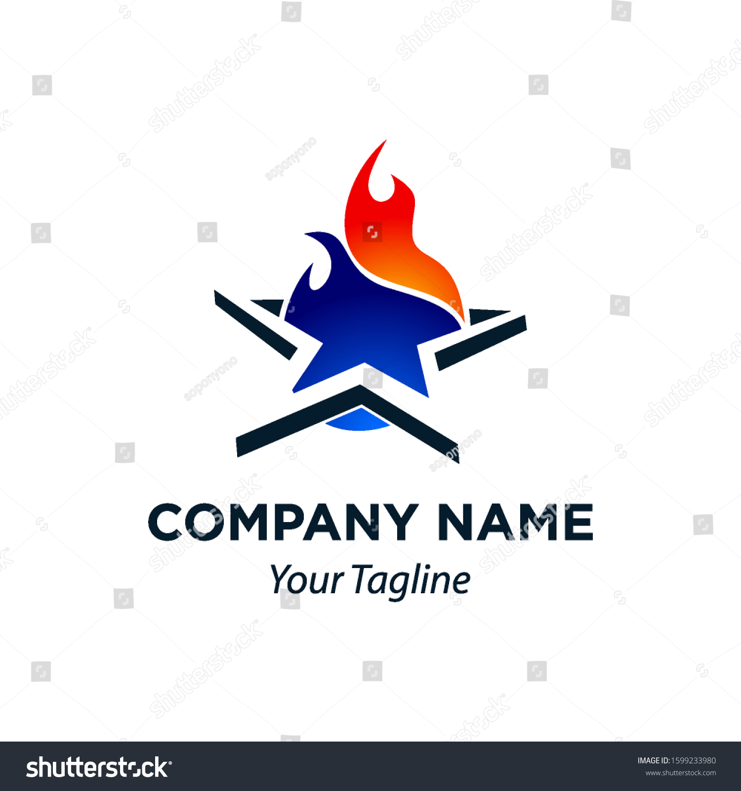 Flammable Star Fire Icon Vector Logo: vector de stock (libre de ...