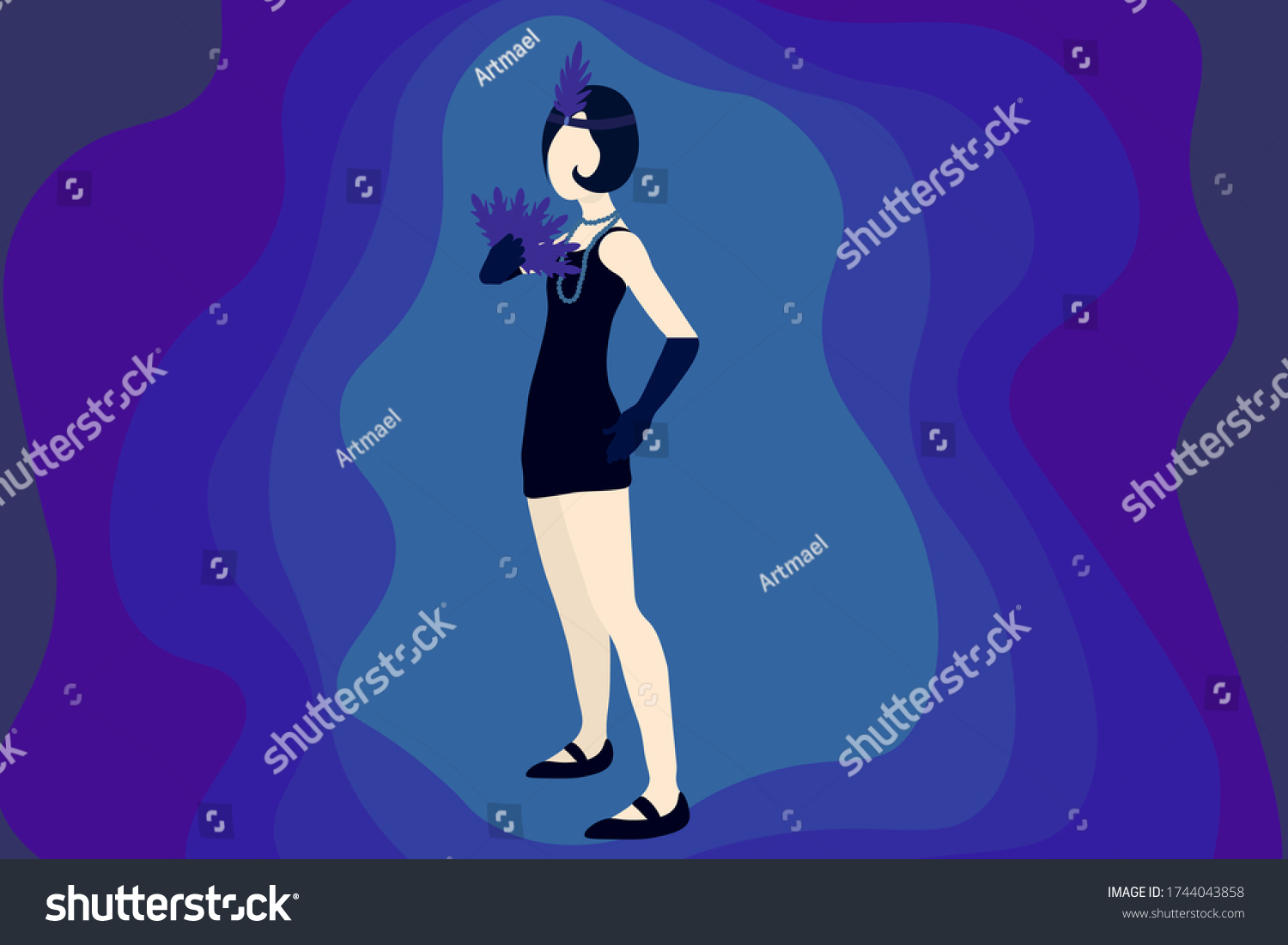 Flapper Girl Retro Style Vector Graphics Stock Vector (Royalty Free ...