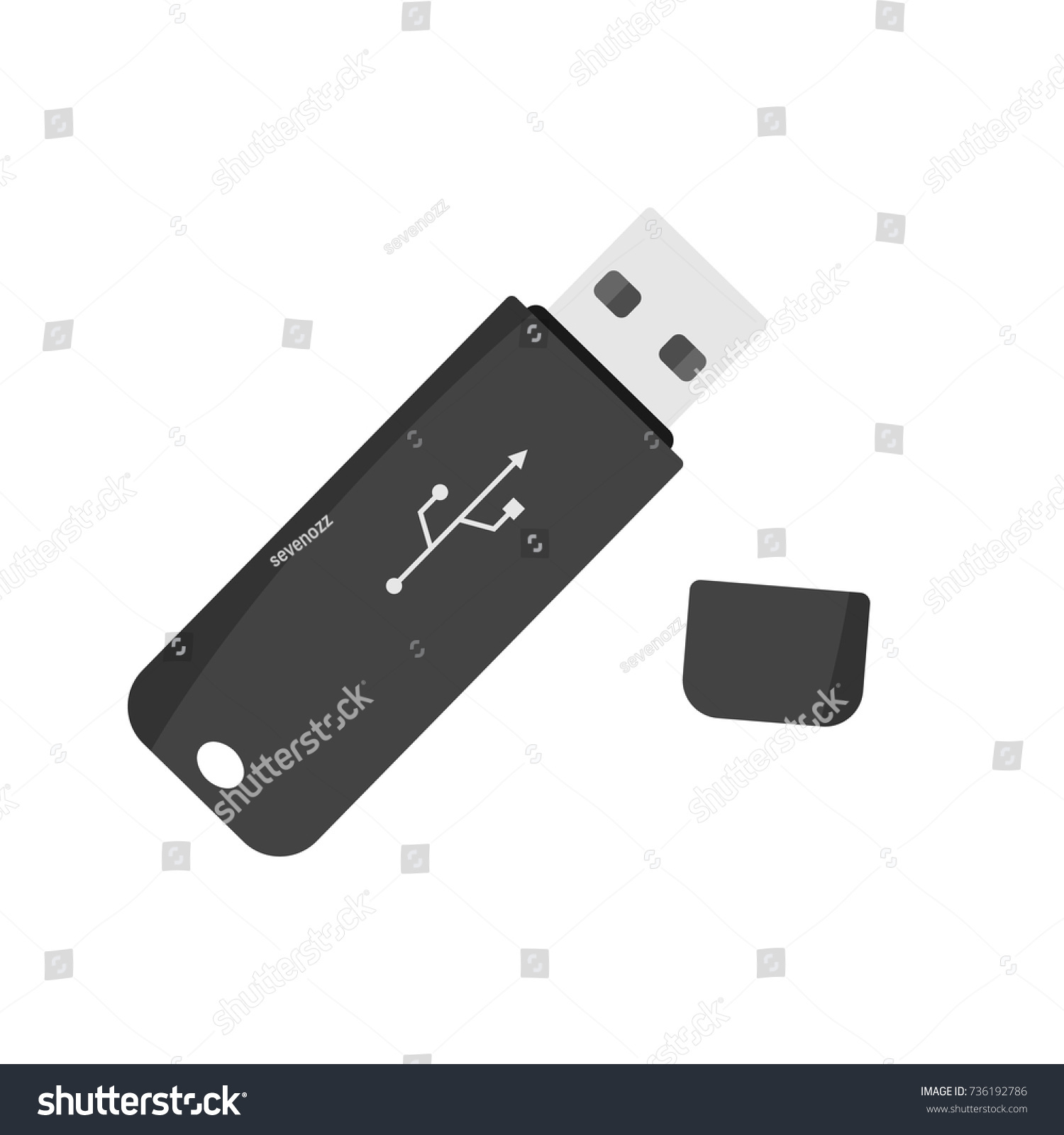 Flash Drive Flat Illustration Isolated On Stock Vector (Royalty Free ...